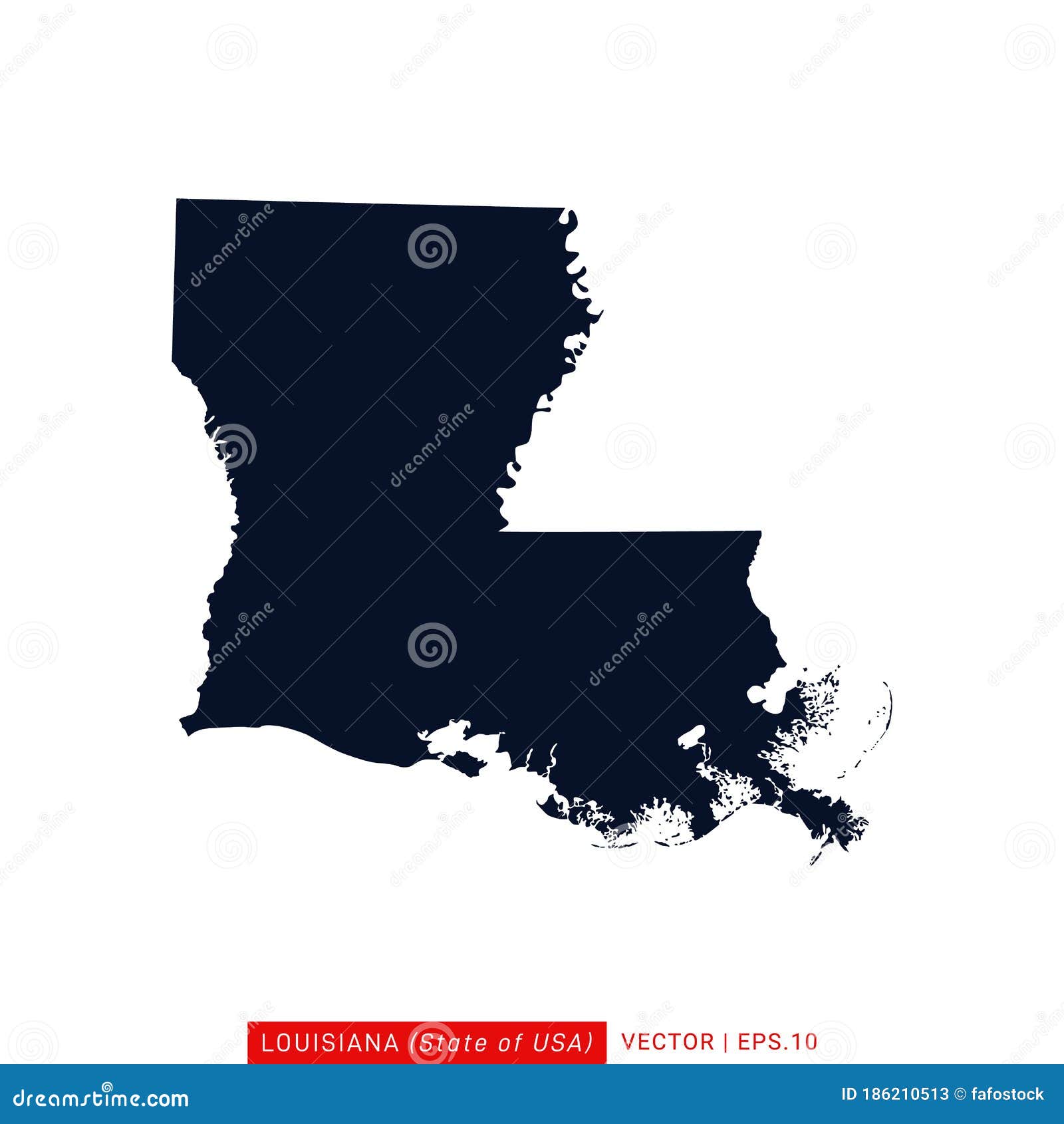 Louisiana Vector Map Isolated On White Background. Detailed Silhouette ...