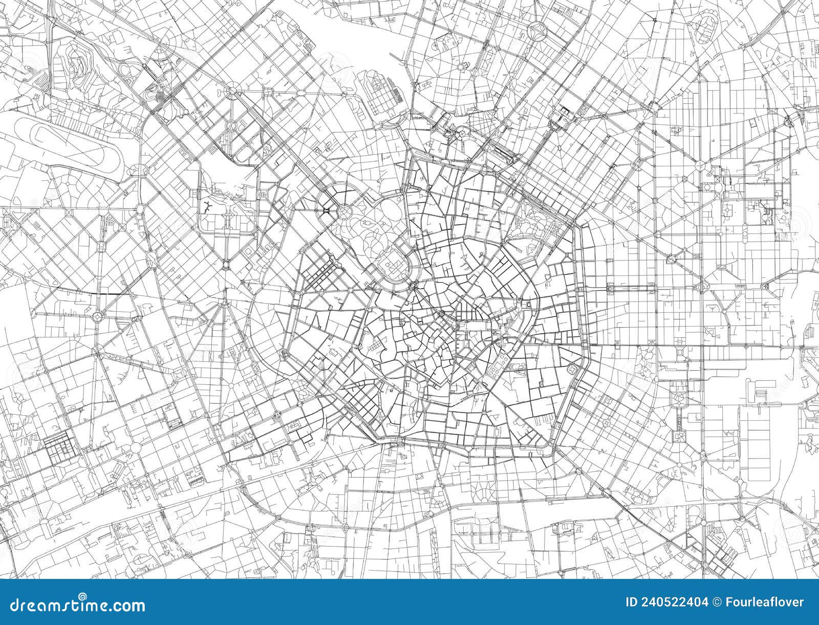Milan Map. Detailed Map Of Milan City Poster With Streets. Dark Vector ...