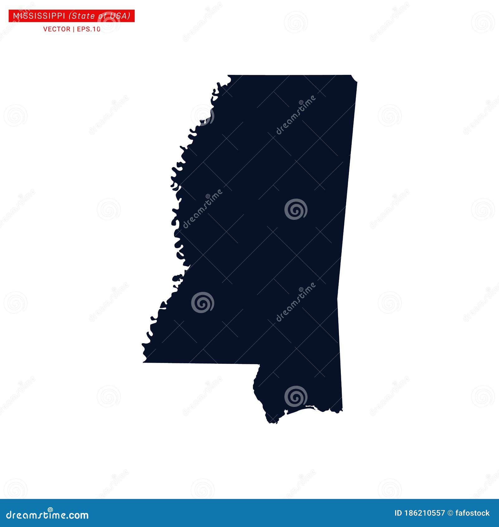 Mississippi Vector Map Isolated On White Background. Detailed ...