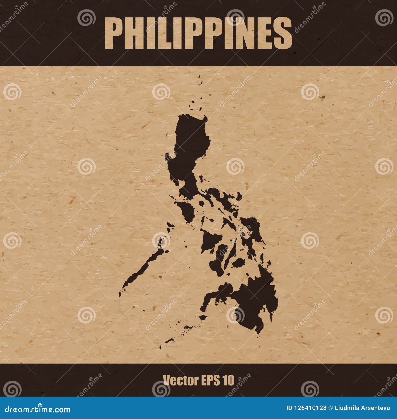 Detailed Map of Philippines on Craft Paper Stock Vector - Illustration ...
