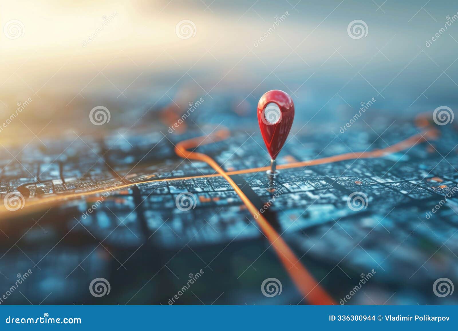 A Detailed Map with a Single Red Pin, Ideal for Indicating a Specific ...