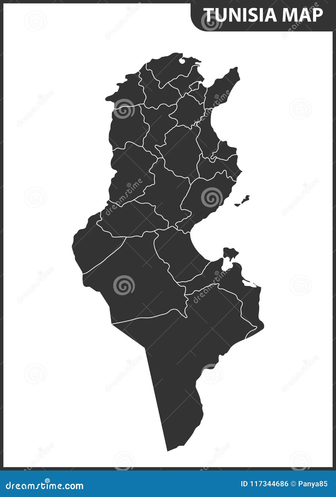 Tunis Map. Detailed Map Of Tunis City Poster With Streets. Cityscape ...