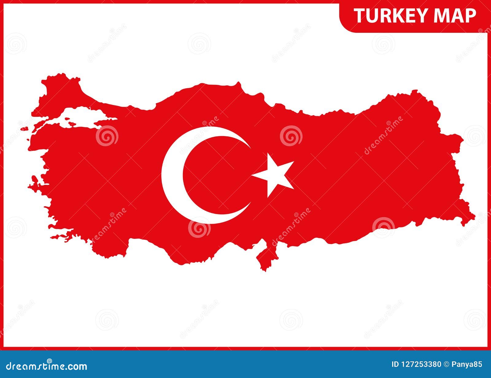 The Detailed Map of Turkey with National Flag Stock Vector ...