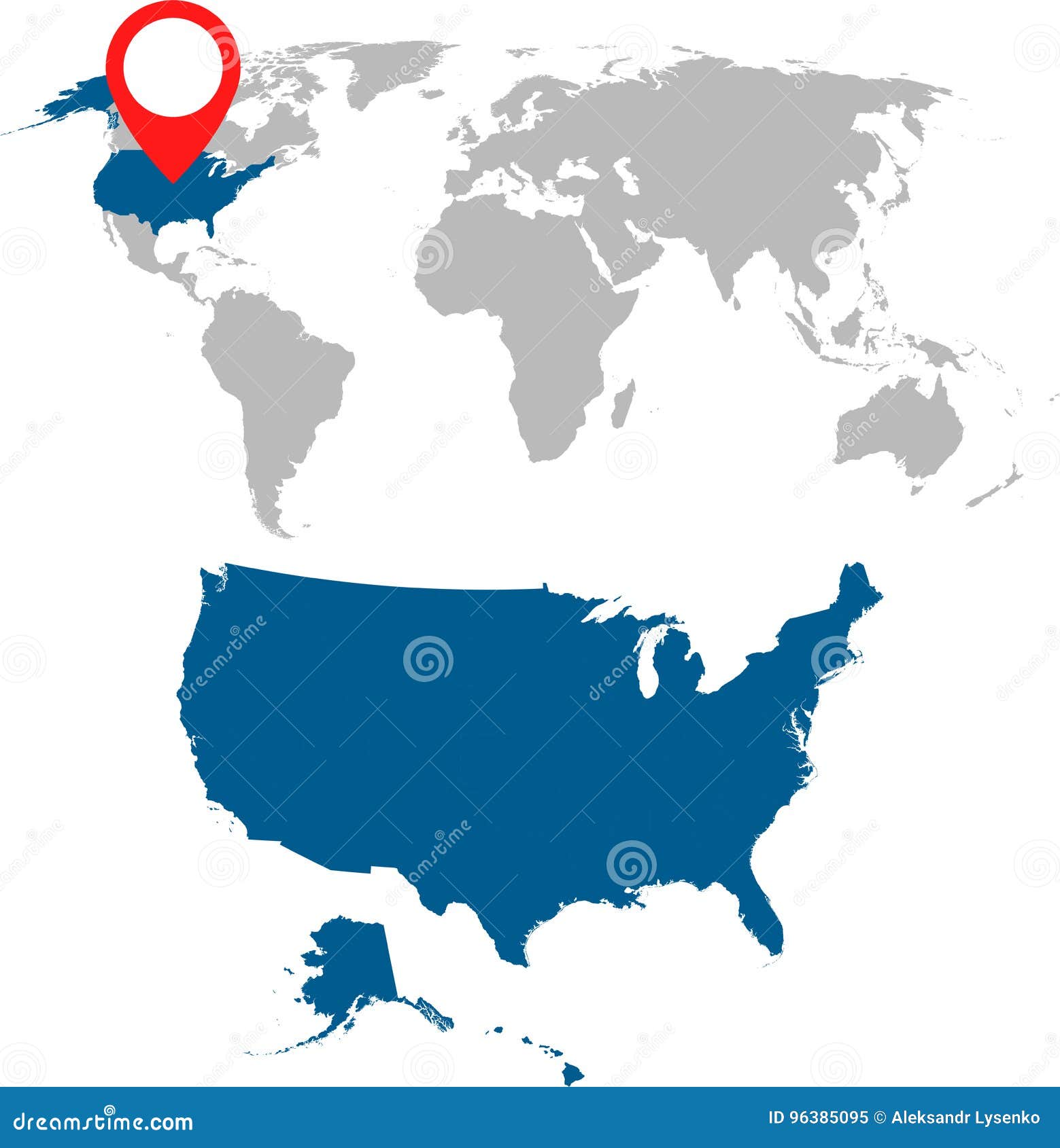 Detailed Map of USA and World Map Navigation Set. Flat Vector Il Stock ...