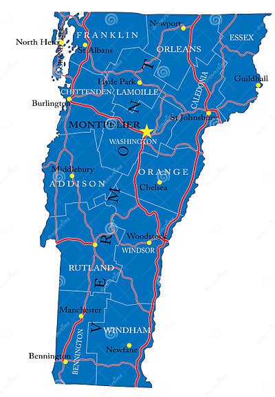 Vermont State Political Map Stock Vector Illustration Of Shelburne
