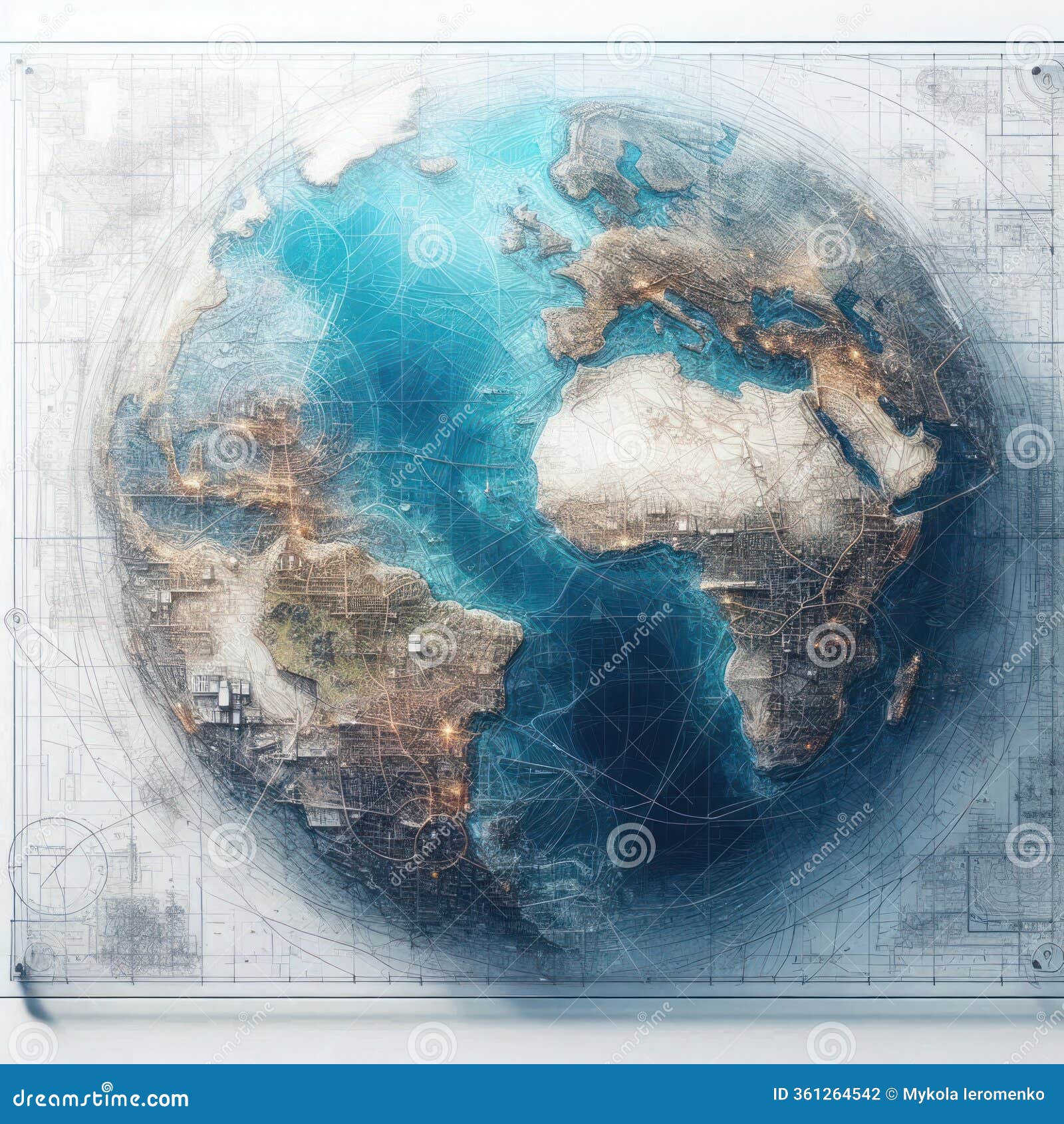 A Detailed Map of the World with Blue Oceans. Stock Photo - Image of ...