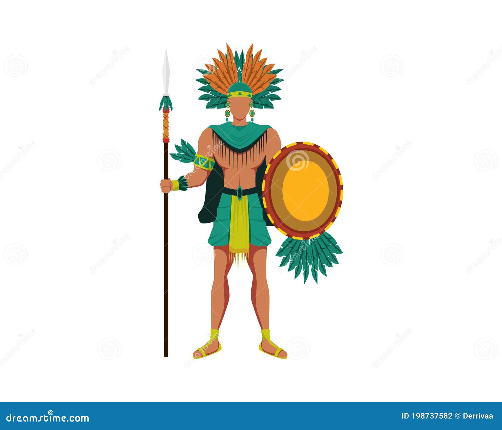 Detailed Mayan People with Standing Gesture Illustration Stock Vector ...