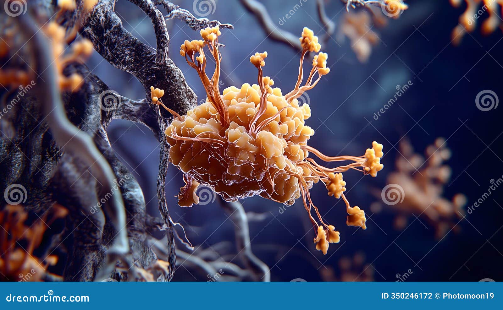 Detailed Neurodegeneration Brain Cell Illustration: Microscopic View Of ...