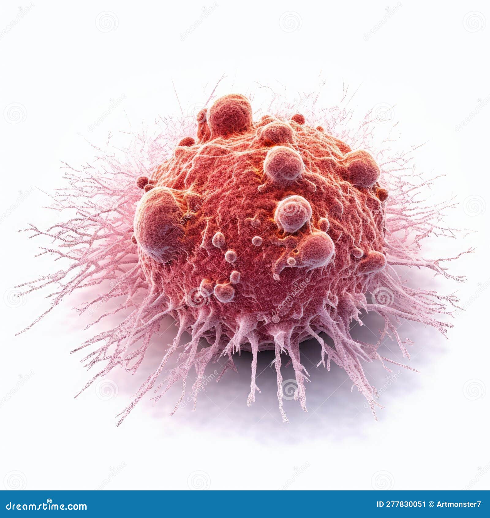 A Microscopic Image of a Large Cancer Cell Isolated on a White ...