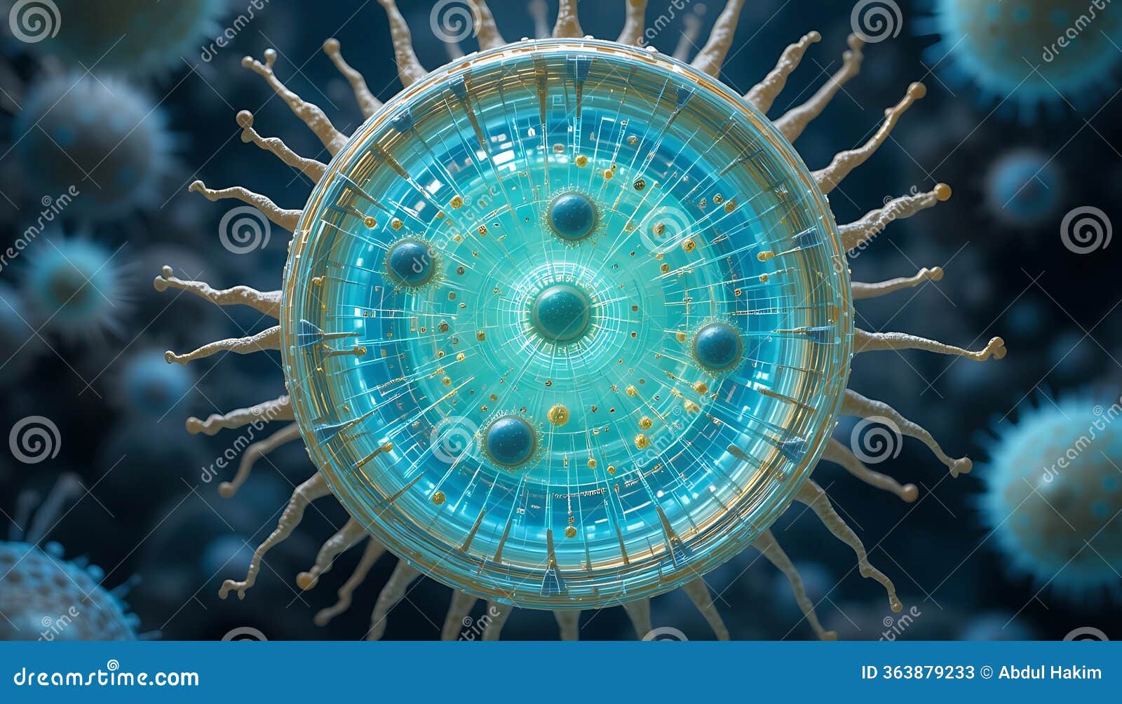 A Microscopic Rendering Of Protein Synthesis Inside A Cell, With ...