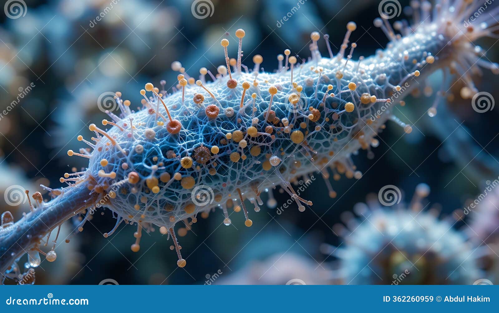 Detailed Microscopic View of Bacteria with Filamentous Structures and ...