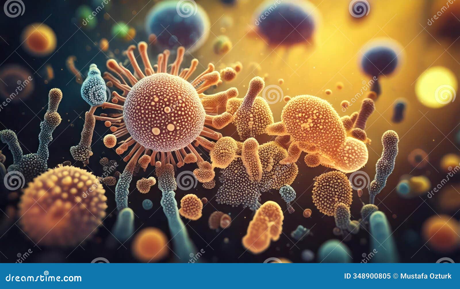 A Detailed Microscopic View of Bacteria and Microorganisms Stock ...
