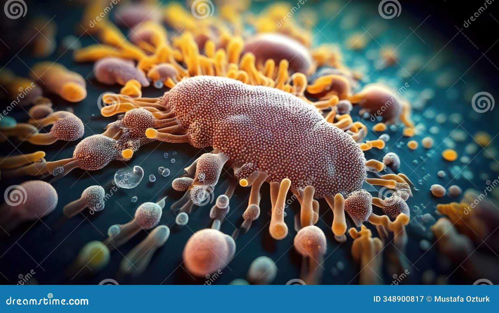 A Detailed Microscopic View of Bacteria and Microorganisms Stock ...
