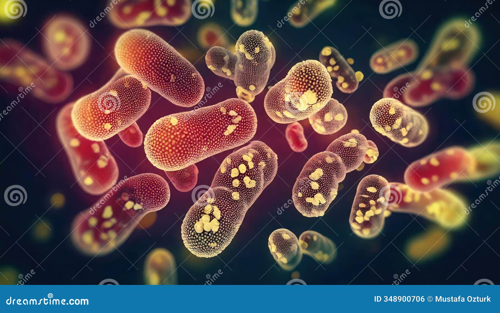 A Detailed Microscopic View of Bacteria and Microorganisms Stock ...