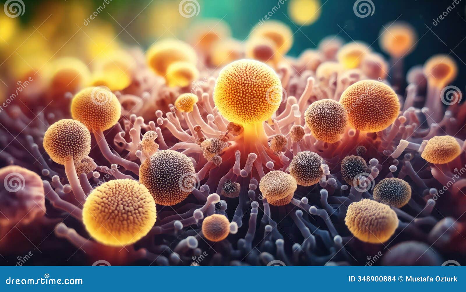 A Detailed Microscopic View of Bacteria and Microorganisms Stock ...