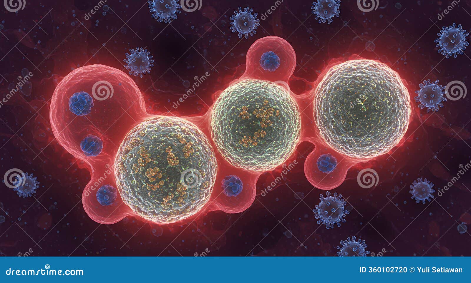 Detailed Microscopic View Depicting Cellular Interaction with Viruses ...