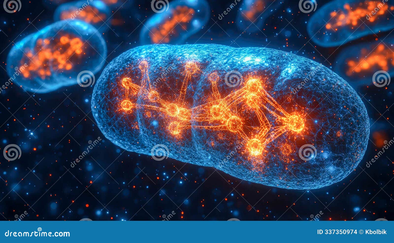 A Detailed Microscopic View of a Glowing, Blue Cell with Intricate ...