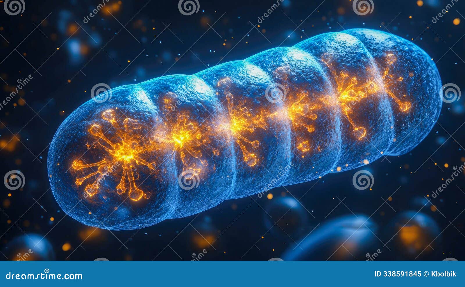 A Detailed Microscopic View of a Glowing, Blue Cell with Intricate ...