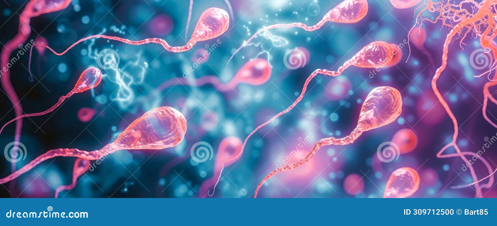 Detailed Microscopic View of Human Sperm Cells Swimming Actively ...