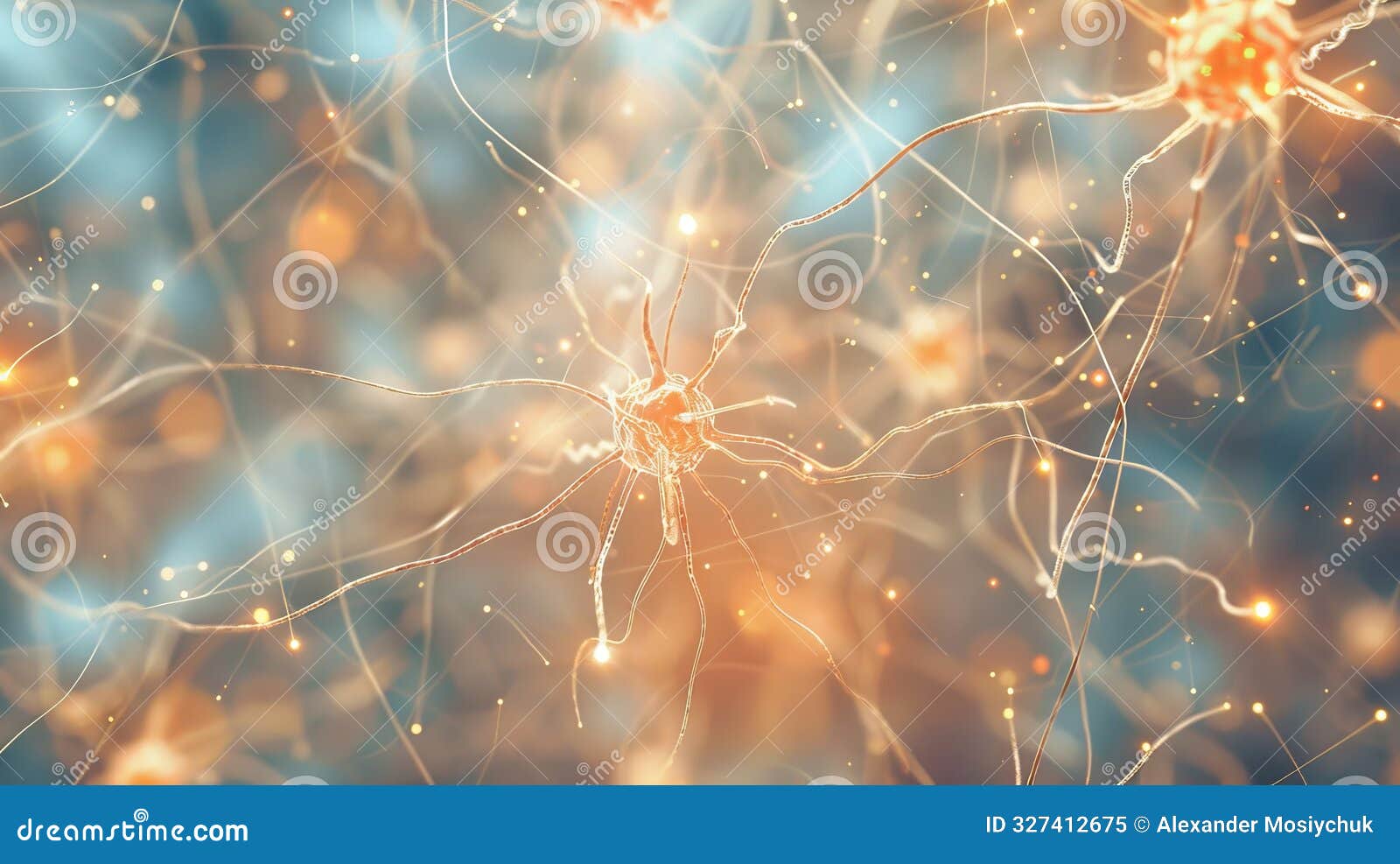 Detailed Microscopic View Of A Neuron Cell With Interconnected Axons ...