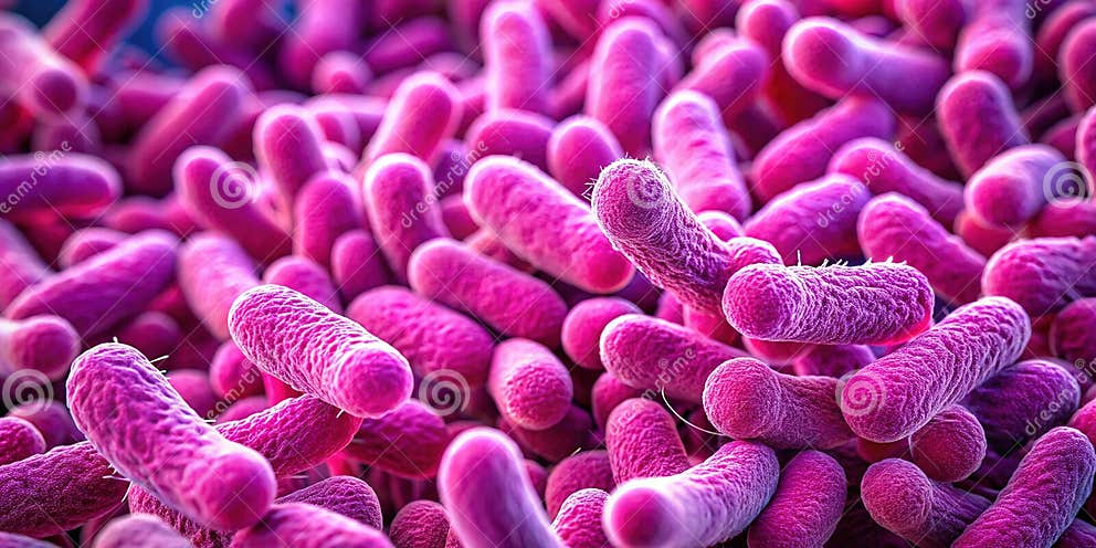 Detailed Microscopic View of Pink Bacteria Exposing Hairlike Structures ...