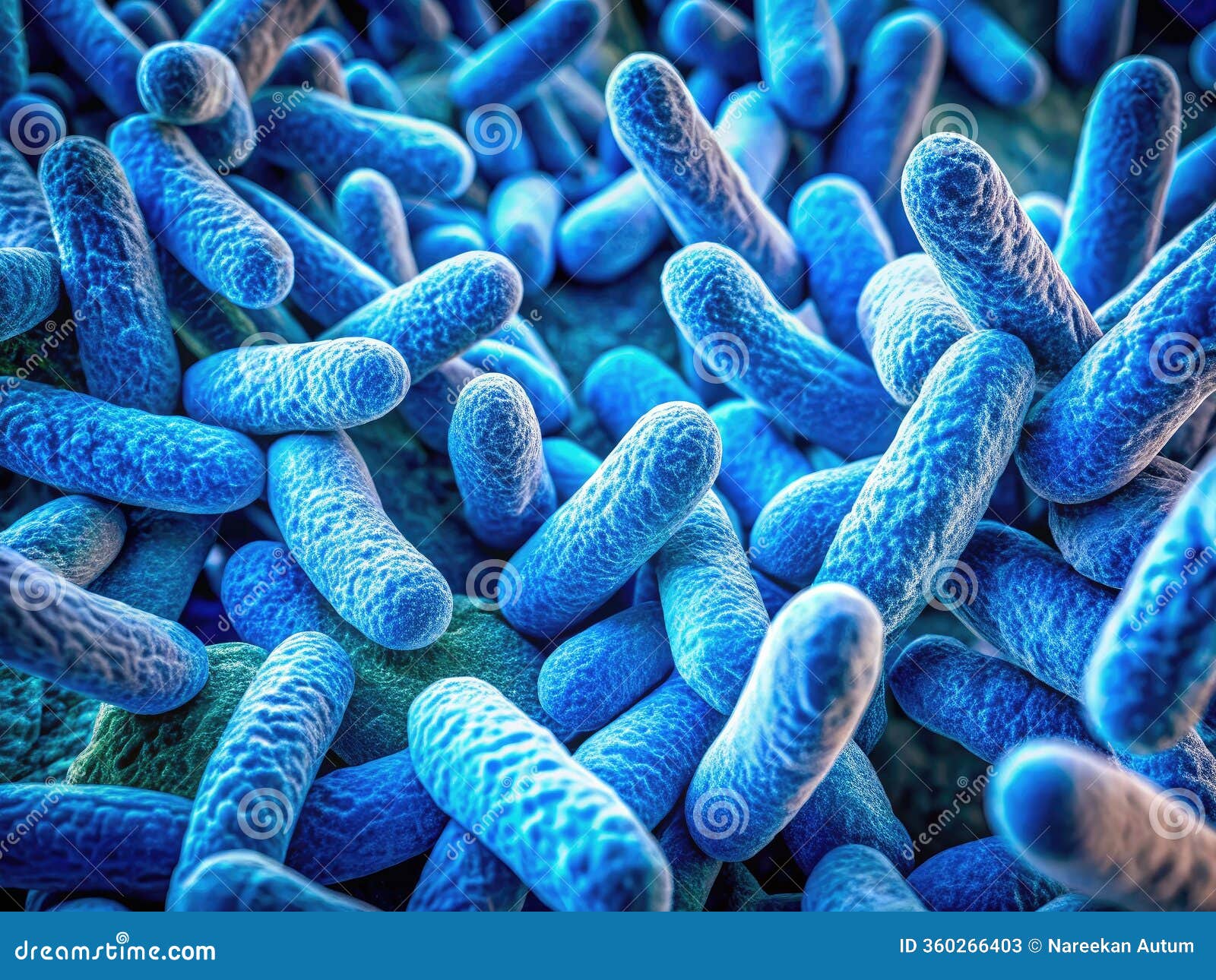 Detailed Microscopic View Of RodShaped Blue Bacteria Unveiling Cellular ...