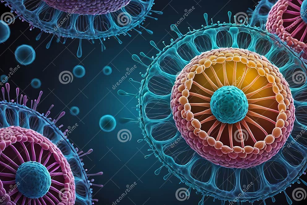 Detailed Microscopic View of Vibrant Cellular Structures and Molecular ...
