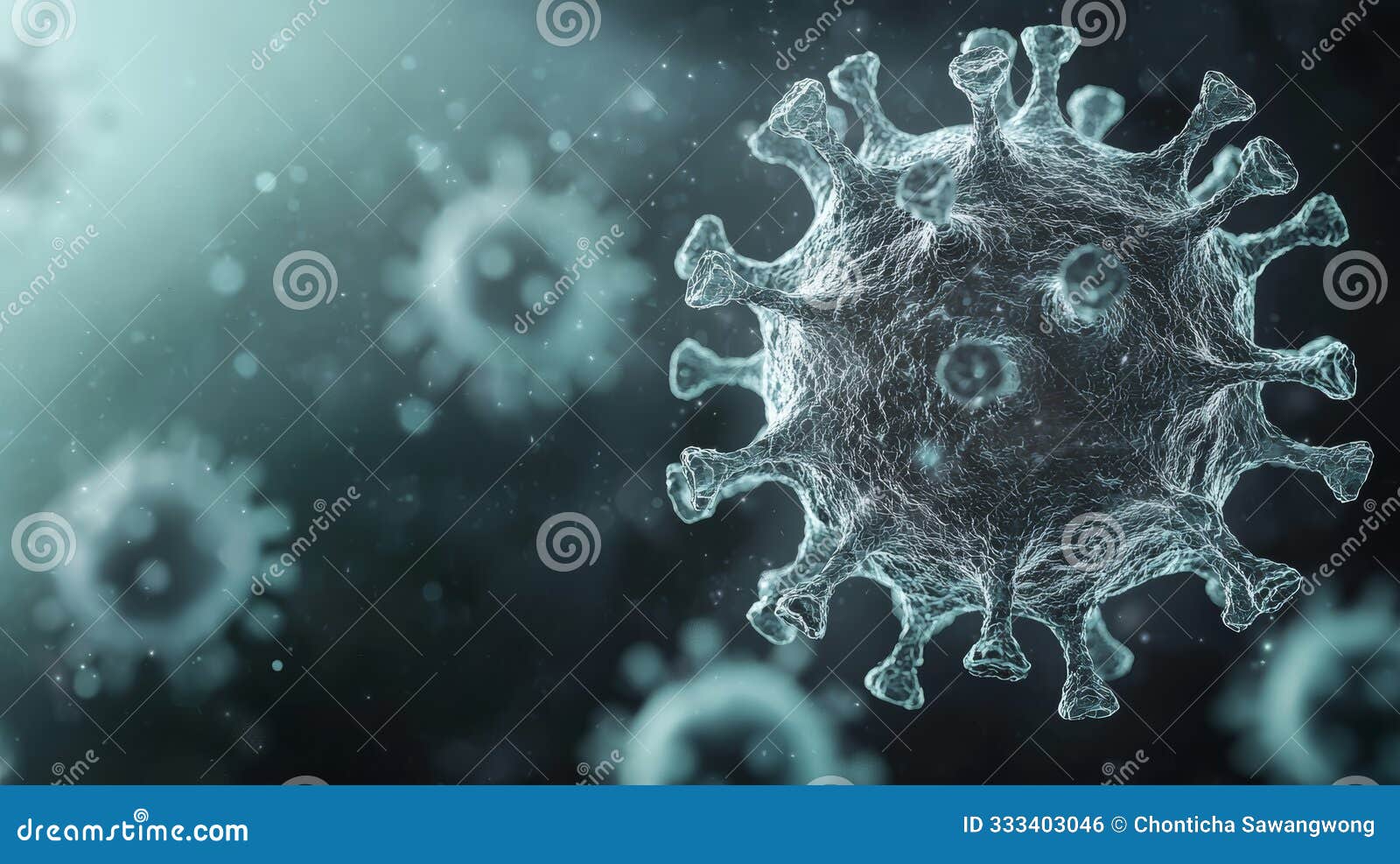 Detailed Microscopic View of a Virus, Showcasing Its Structure and ...