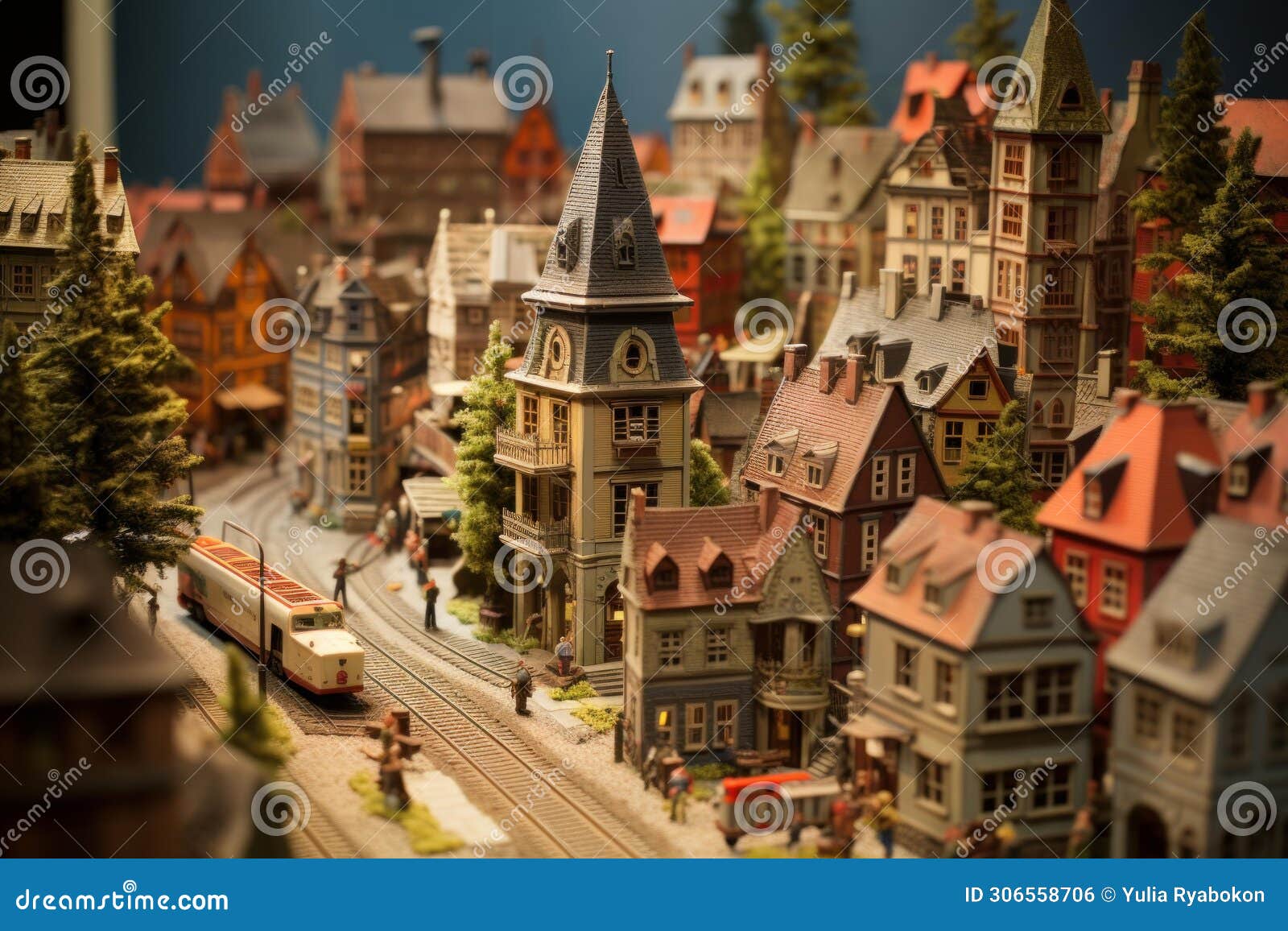 Detailed Miniature Model Town. Generate Ai Stock Illustration ...