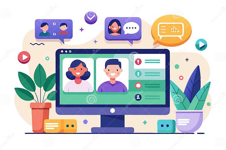 A Detailed Mockup Showcasing a Video Call Interface with User Profiles ...