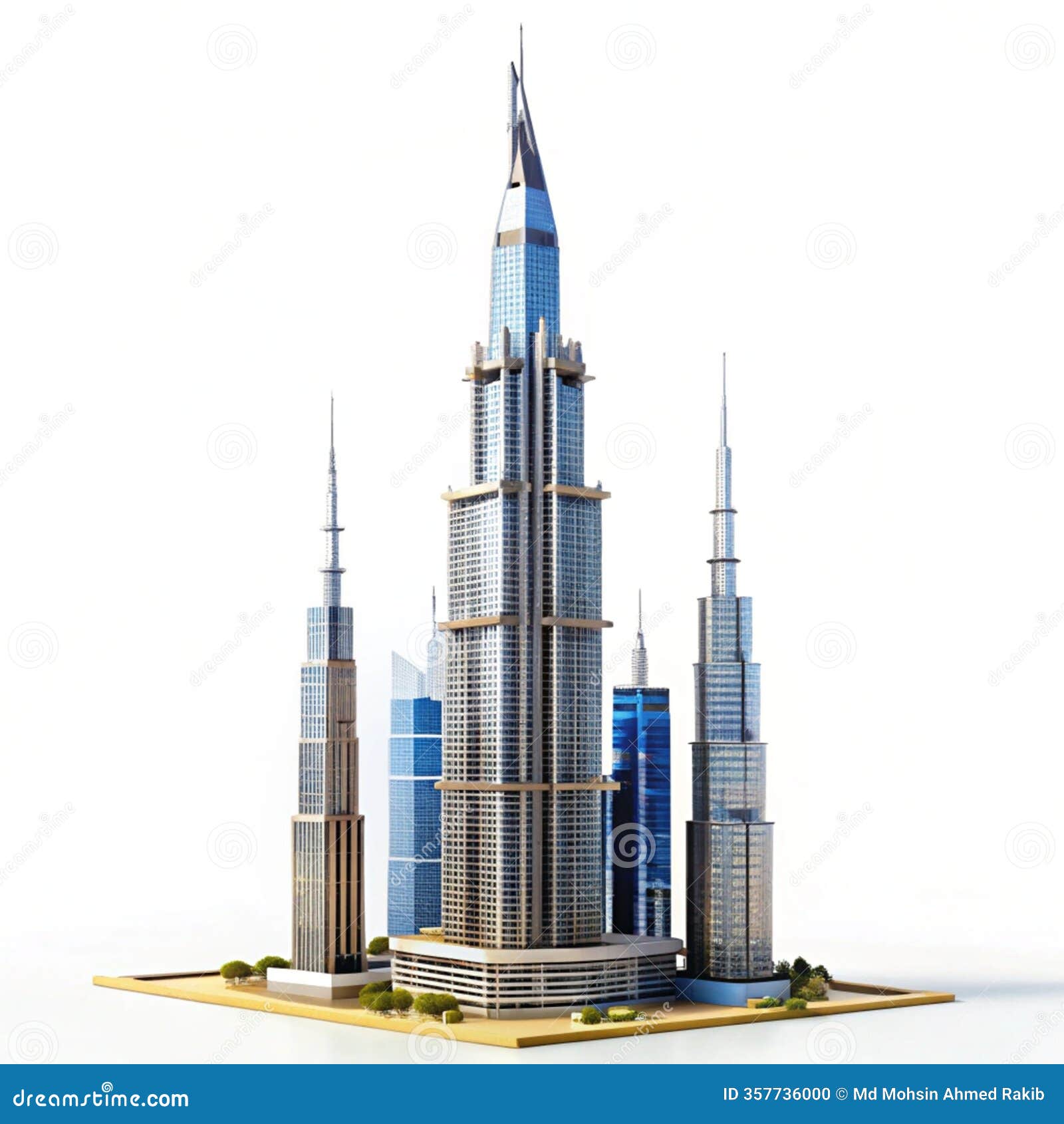 Detailed Model of Dubai Skyscraper Under Construction Isolated Stock ...