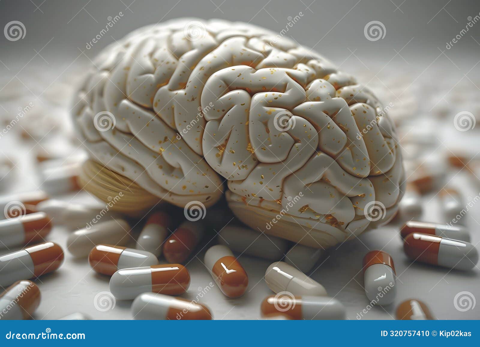 Medical Innovations: Human Brain Model Amidst Pharmaceutical Pills for ...