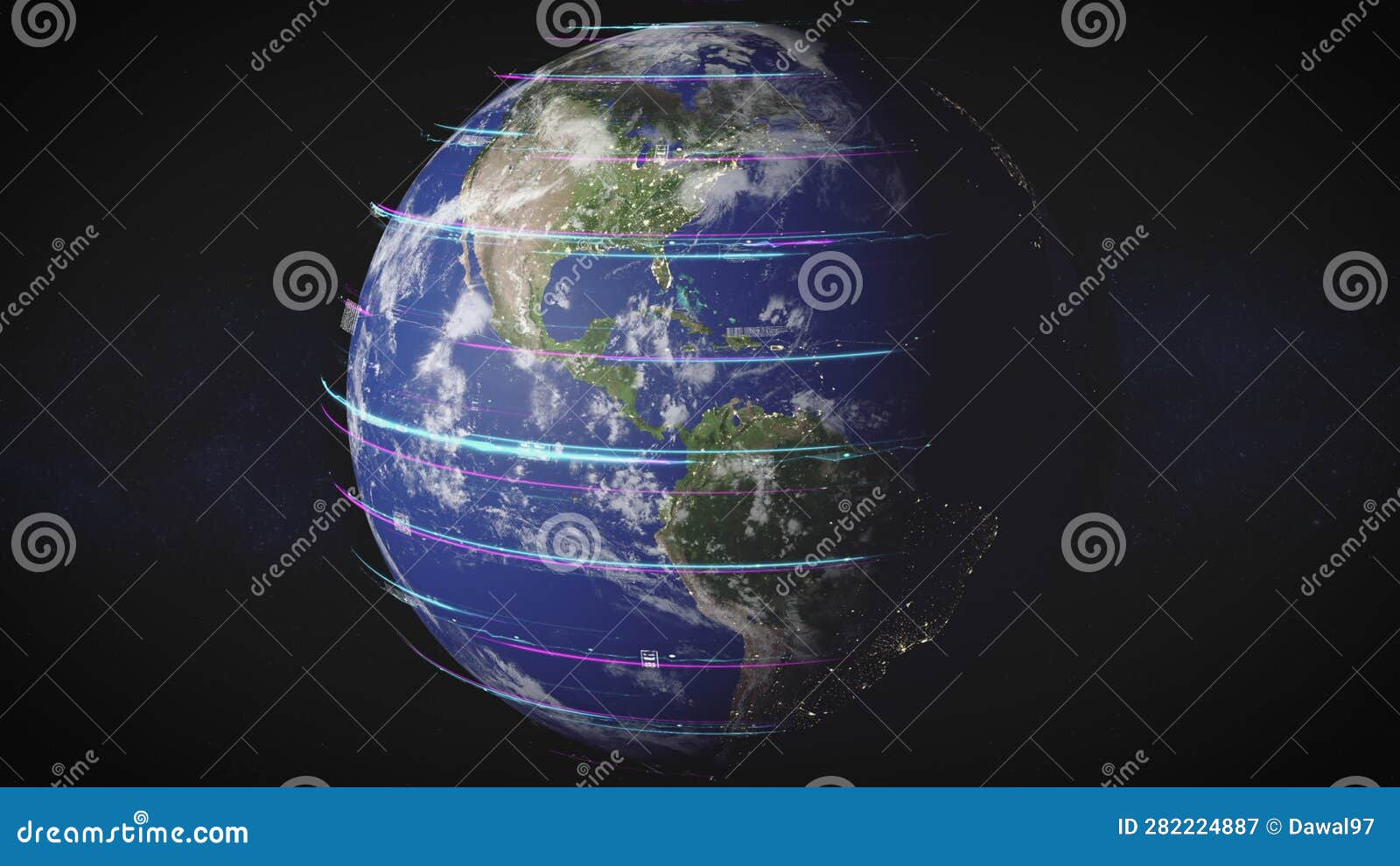 Detailed Model of Planet Earth with Visual Effects. Various Charts and ...