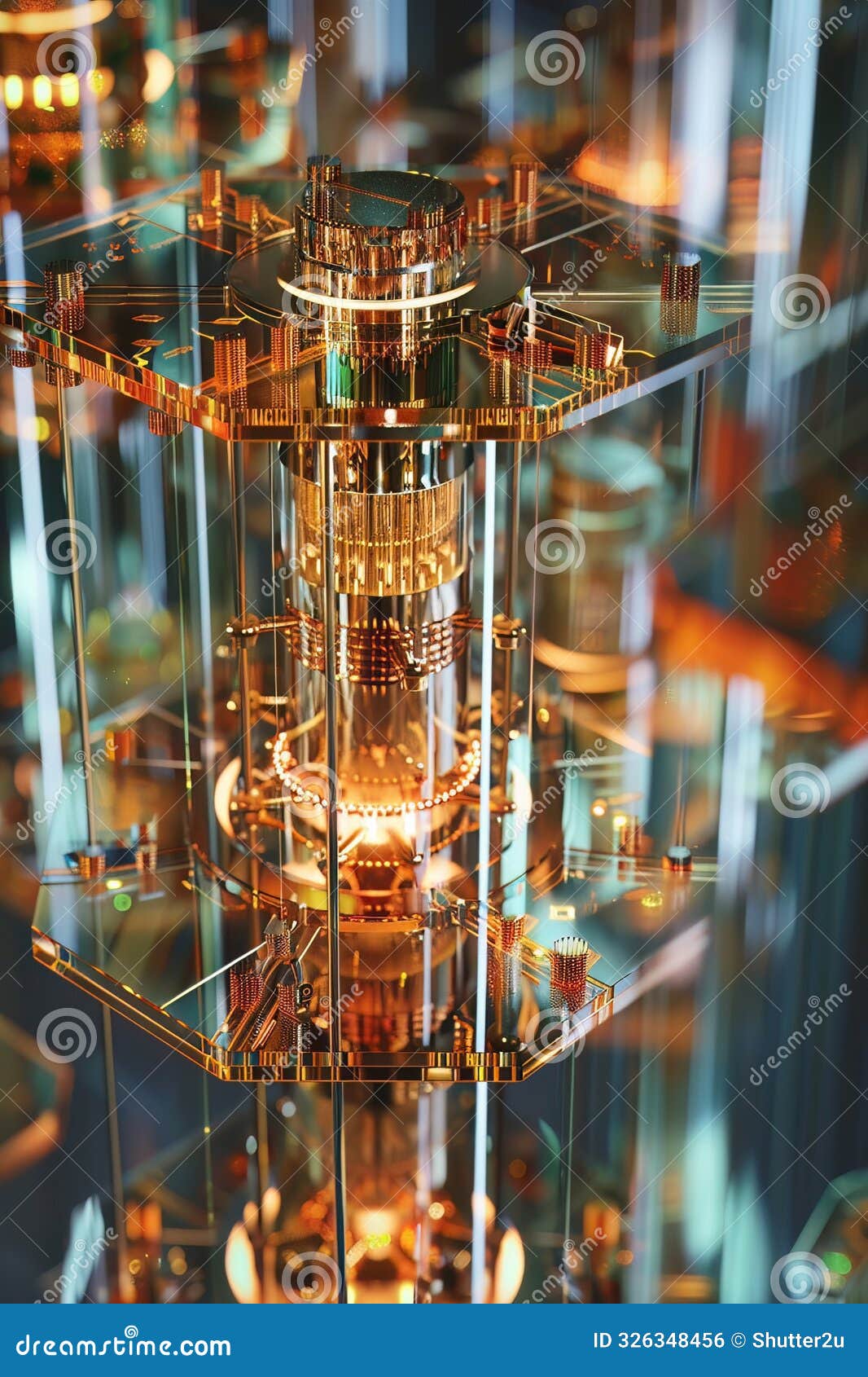 A Detailed Model of a Quantum Computers Core Highlighting Qubits in a ...