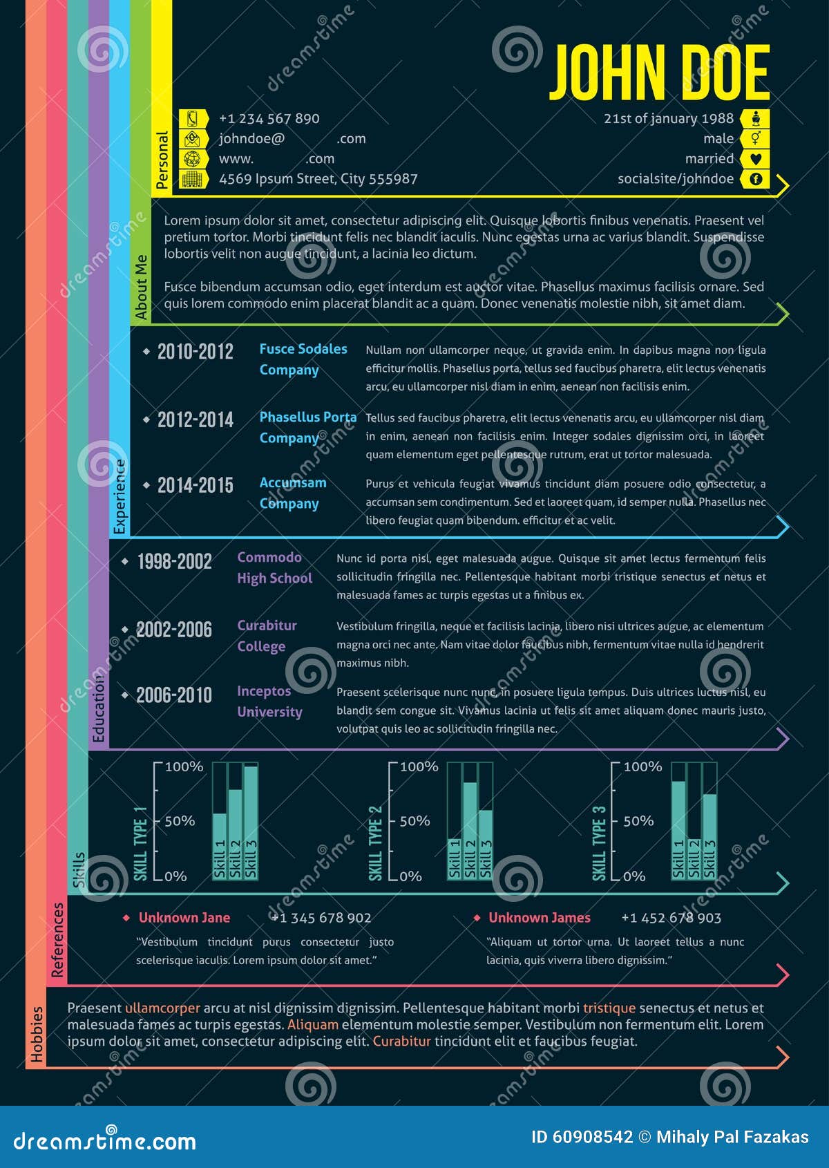 Detailed Modern Cv Resume Template with Arrows Stock Vector ...