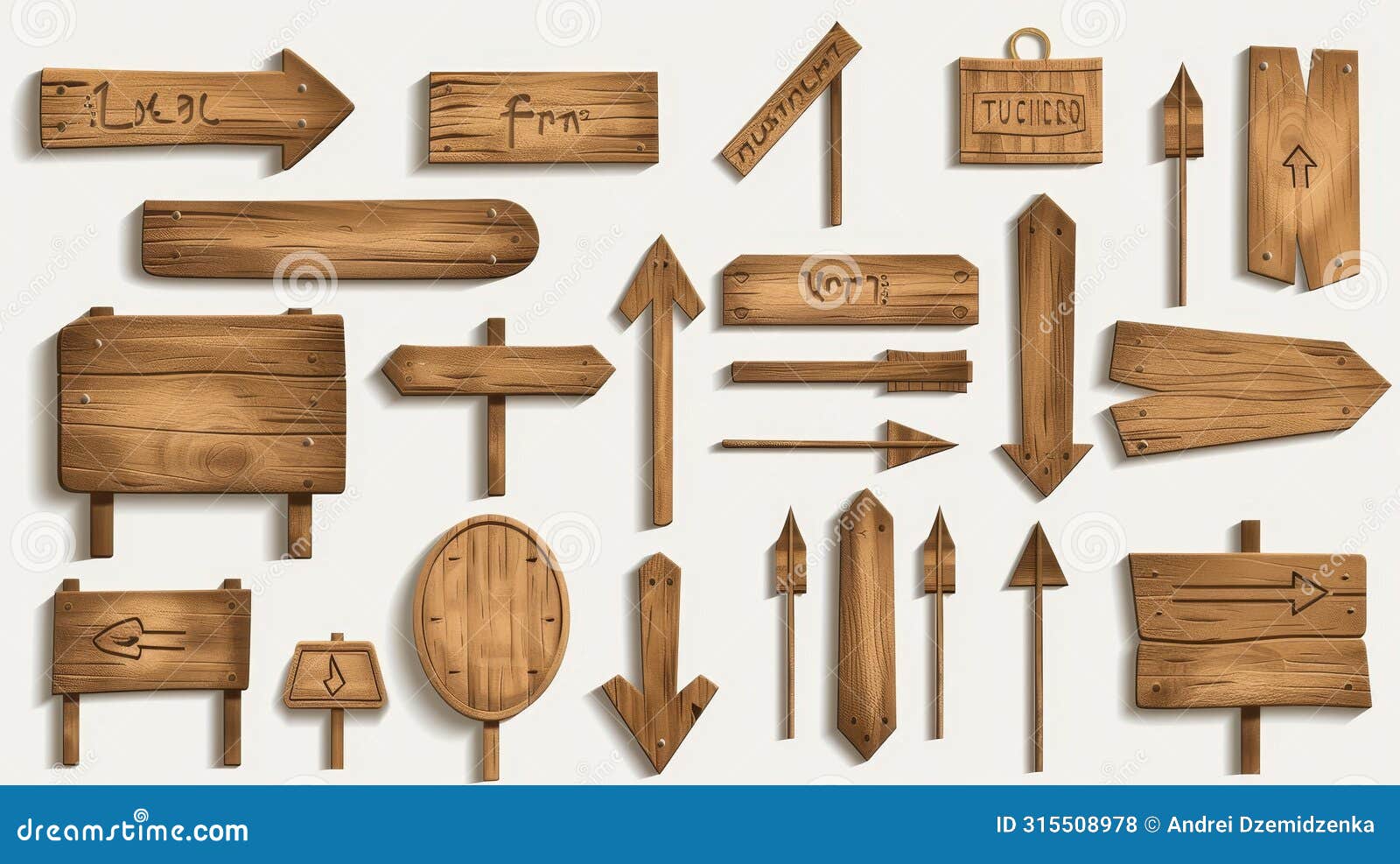 Detailed Modern Illustration of Arrow Sign Posts with Shadows on a ...