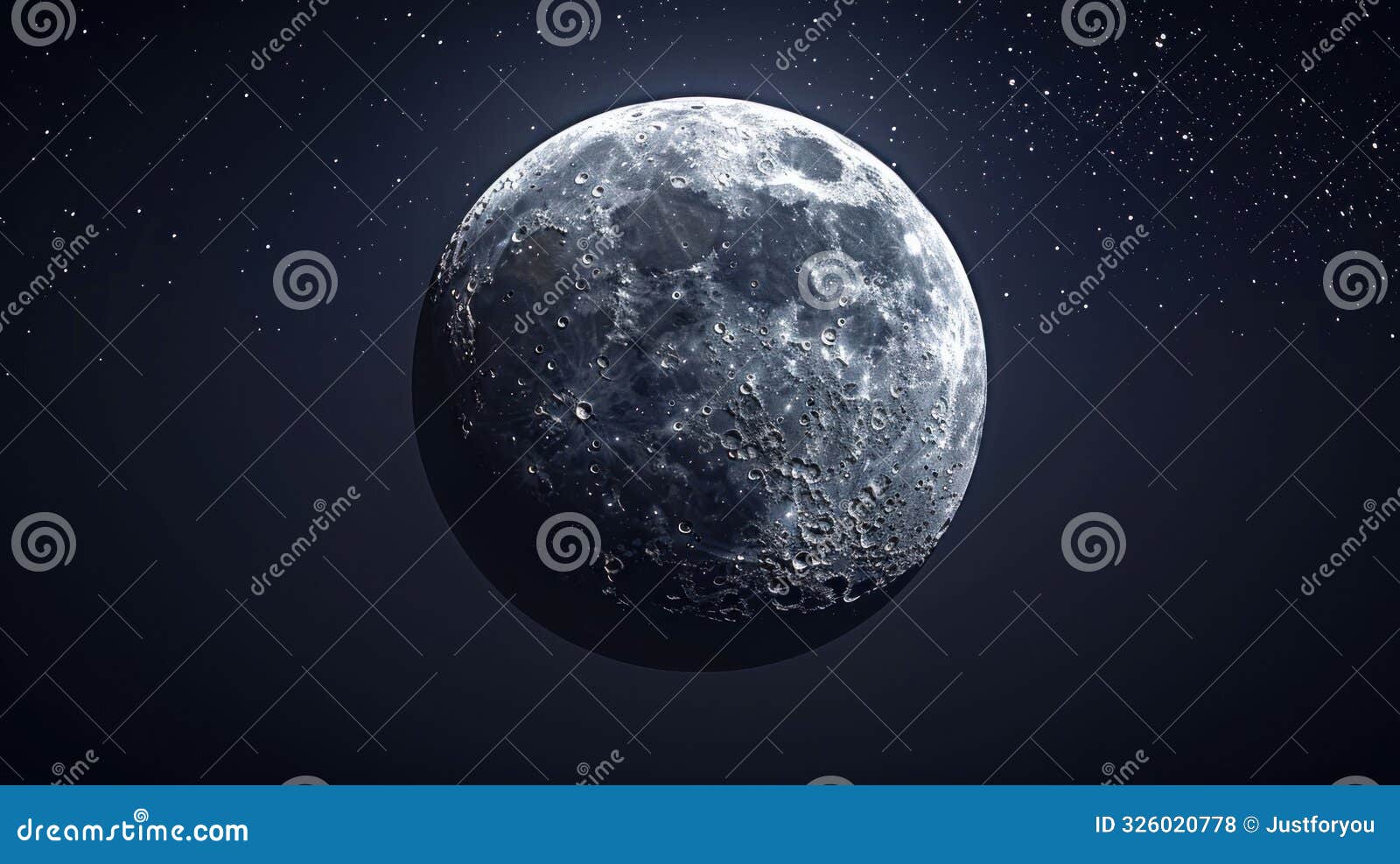 Detailed Moon Surface with Starry Sky. Generative Ai Stock Illustration ...