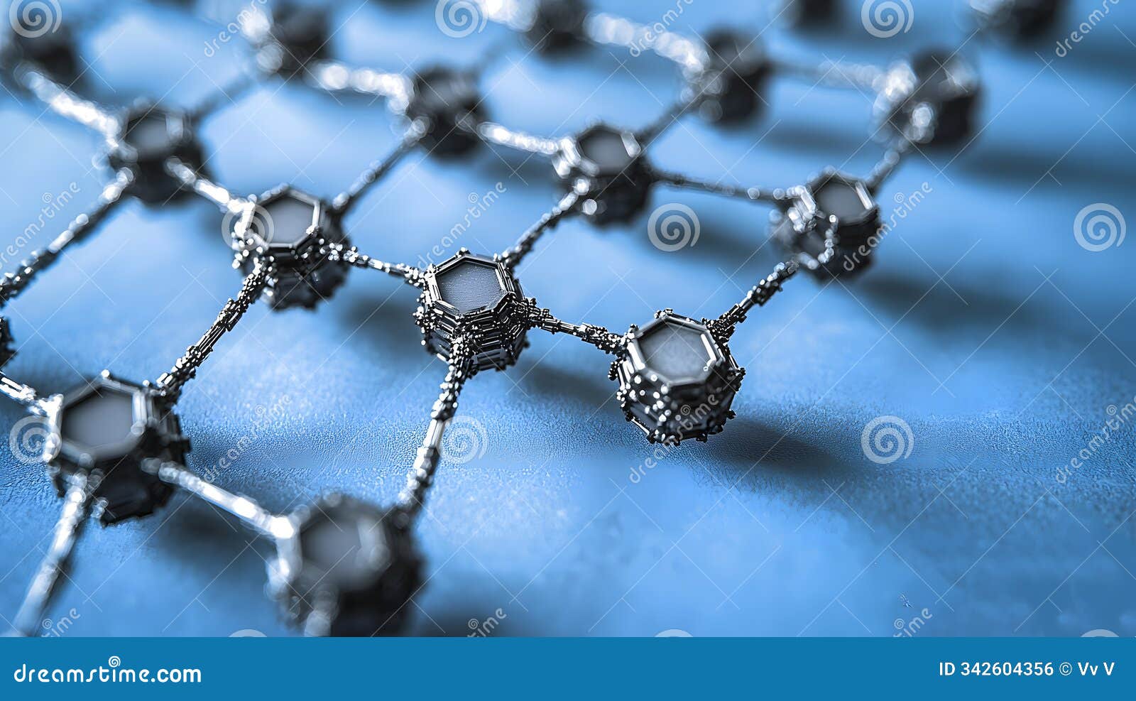 Detailed Network of Molecular Structures on Blue. Stock Illustration ...