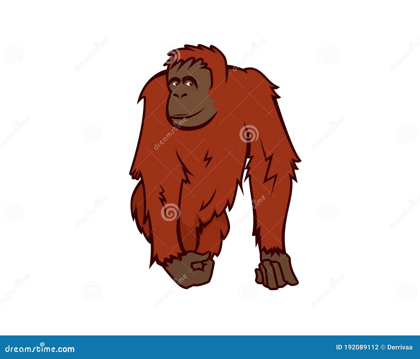 Detailed Orang Utan Posing Illustration Stock Vector - Illustration of ...