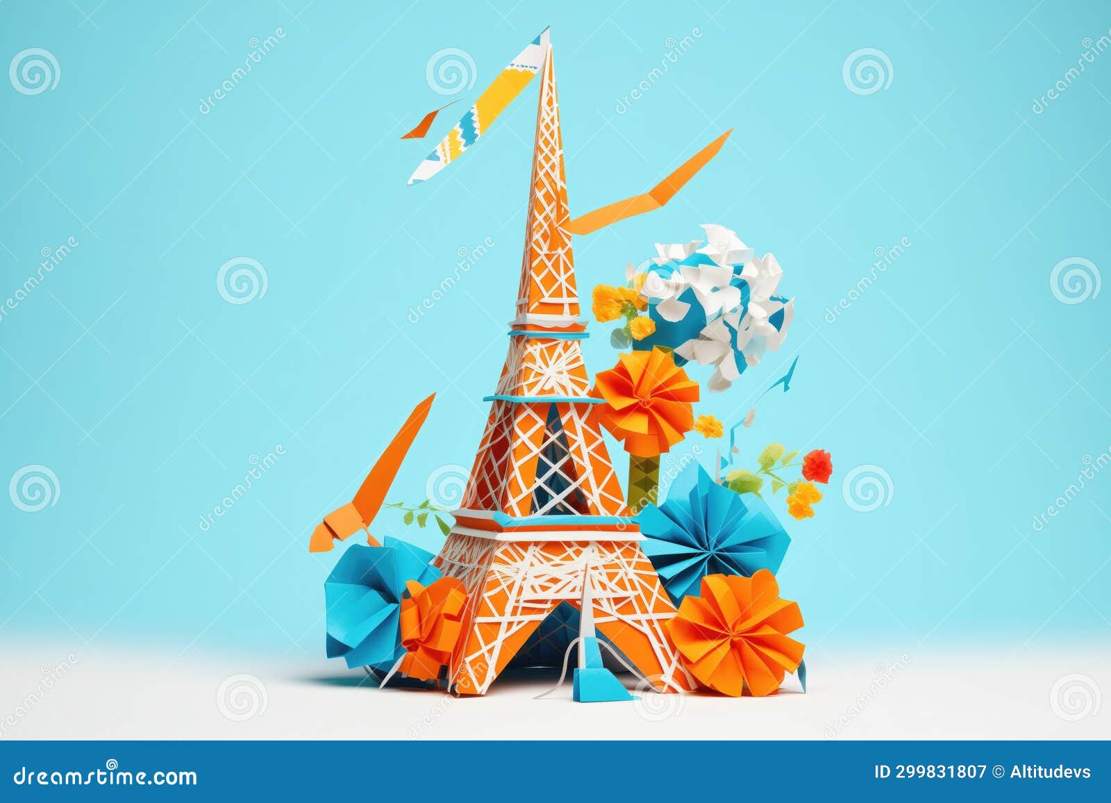 Detailed Origami Eiffel Tower on a Bright Desktop Stock Image - Image ...