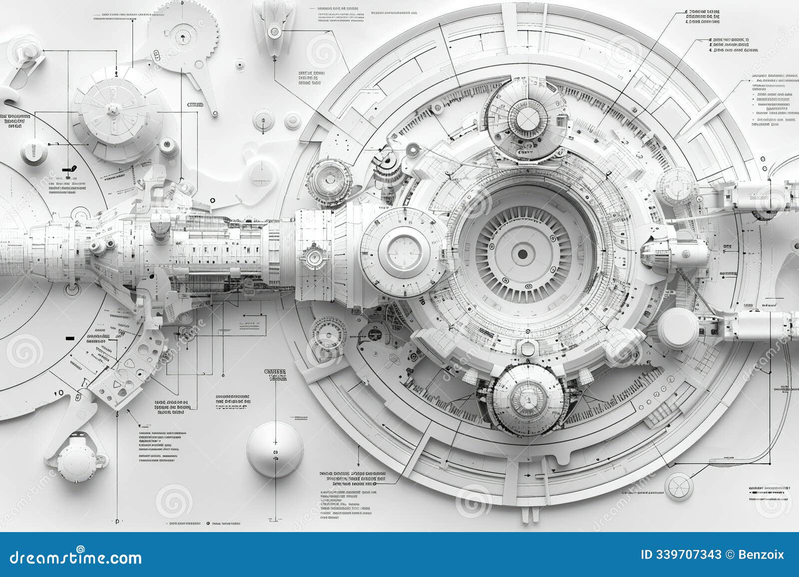 A Detailed Outline of a Complex Mechanical Device. Stock Image - Image ...
