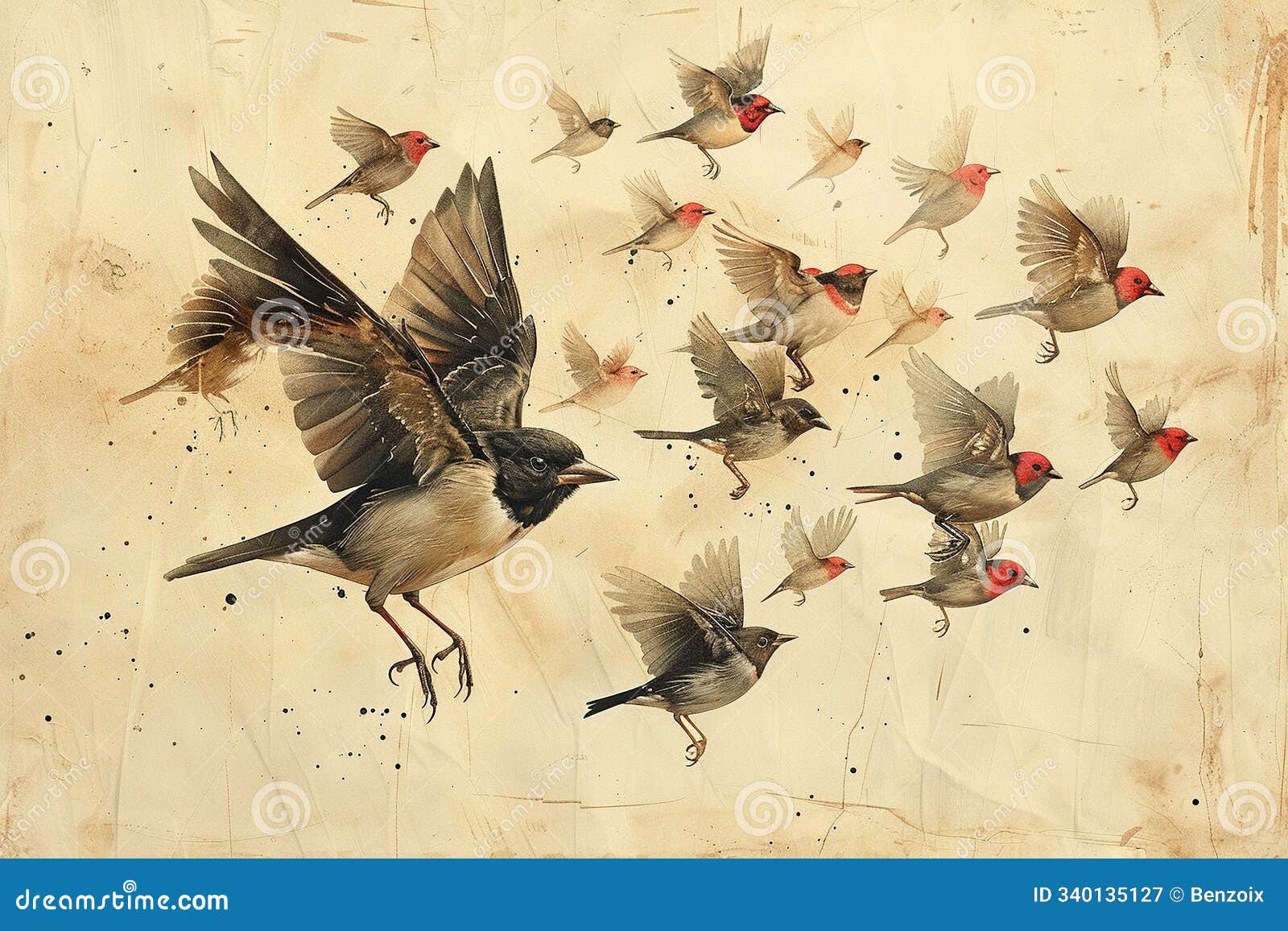 A Detailed Outline Drawing of Different Types of Birds. Stock Image ...