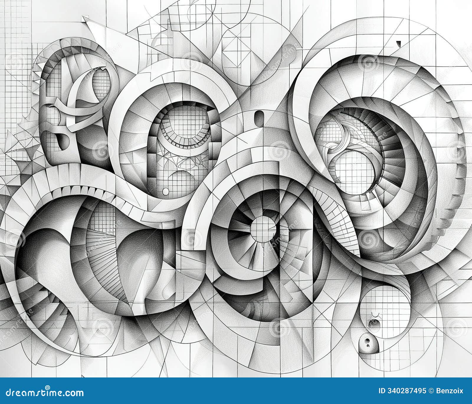 A Detailed Outline Drawing of Geometric Patterns. Stock Image - Image ...