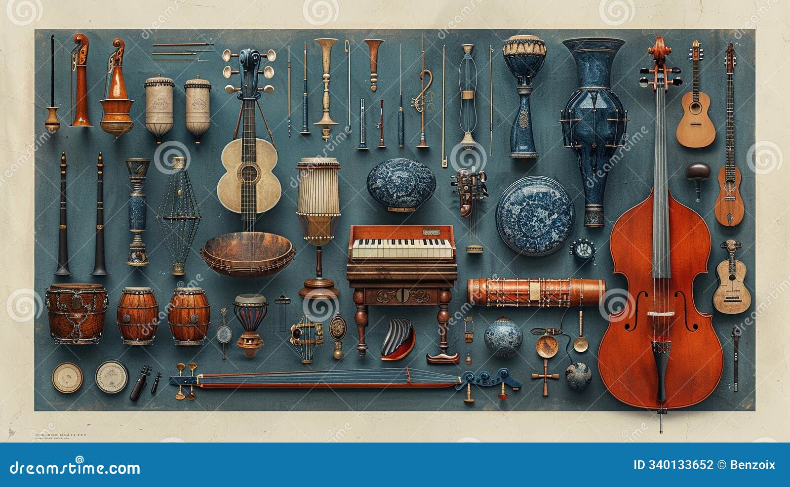 A Detailed Outline of a Musical Instrument Collection. Stock Photo ...