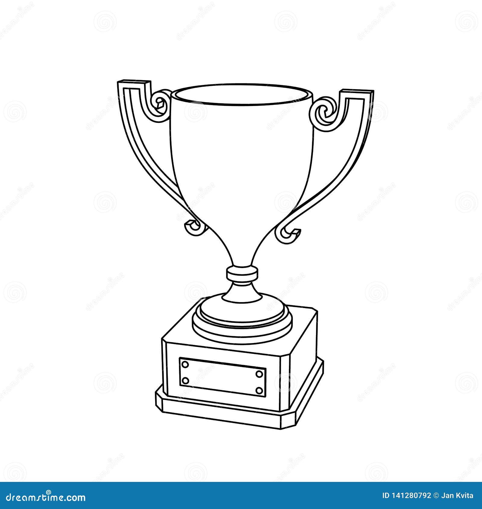 Detailed Outline Perspective View Vector of a Trophy Cup Stock Vector - Illustration of reward ...