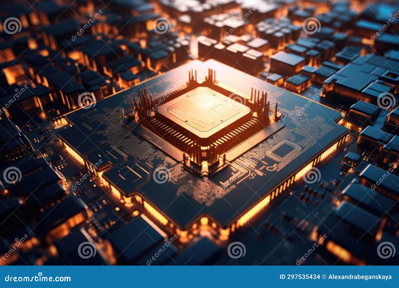Chip with Backlight and Close-up Details Stock Illustration ...