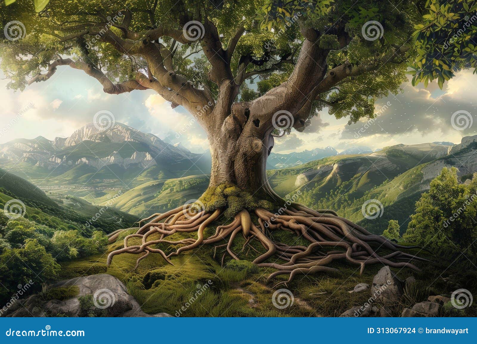 Exposed Roots of Tree Painting Stock Illustration - Illustration of ...
