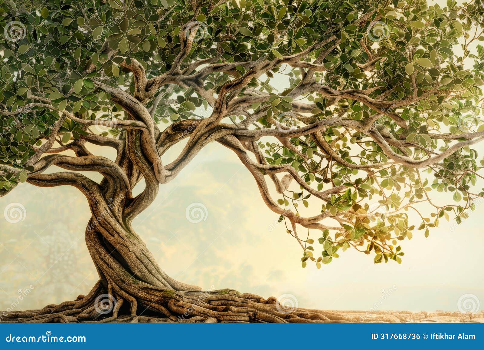 Detailed Painting Of A Tree With Many Branches, A Family Tree With ... Detailed Painting Of A Tree With Many Branches, A Family Tree With ...