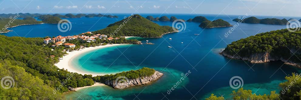 Detailed Panoramic View of an Archipelago Ai Generated Stock ...