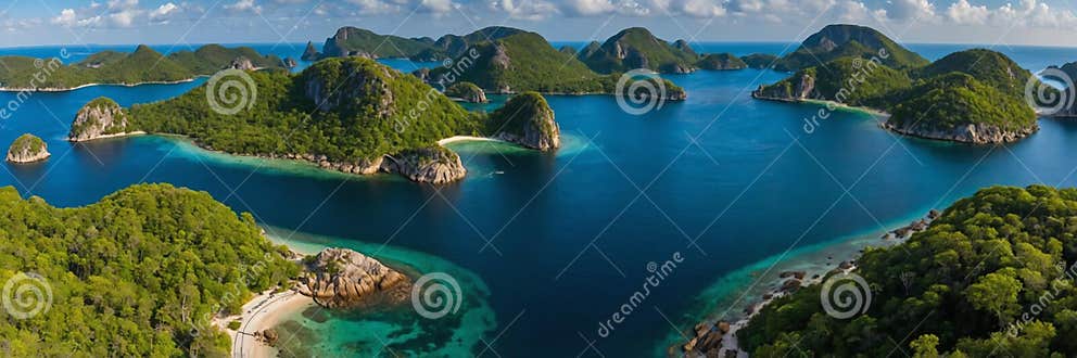 Detailed Panoramic View of an Archipelago Ai Generated Stock ...